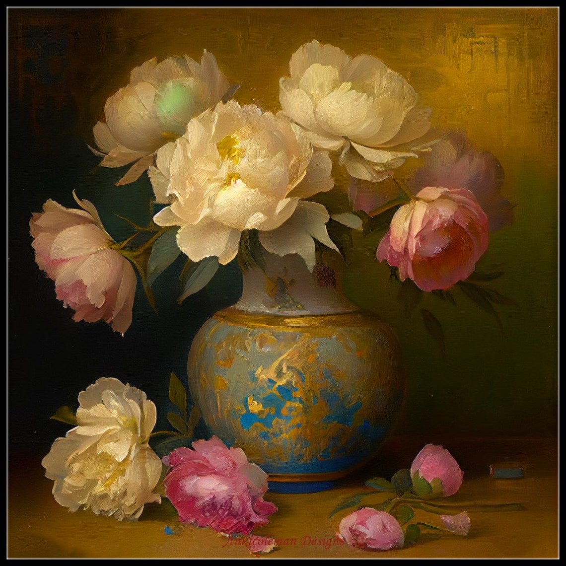 Peonies Bouquet 3 Counted Cross Stitch Patterns Printable Chart PDF ...