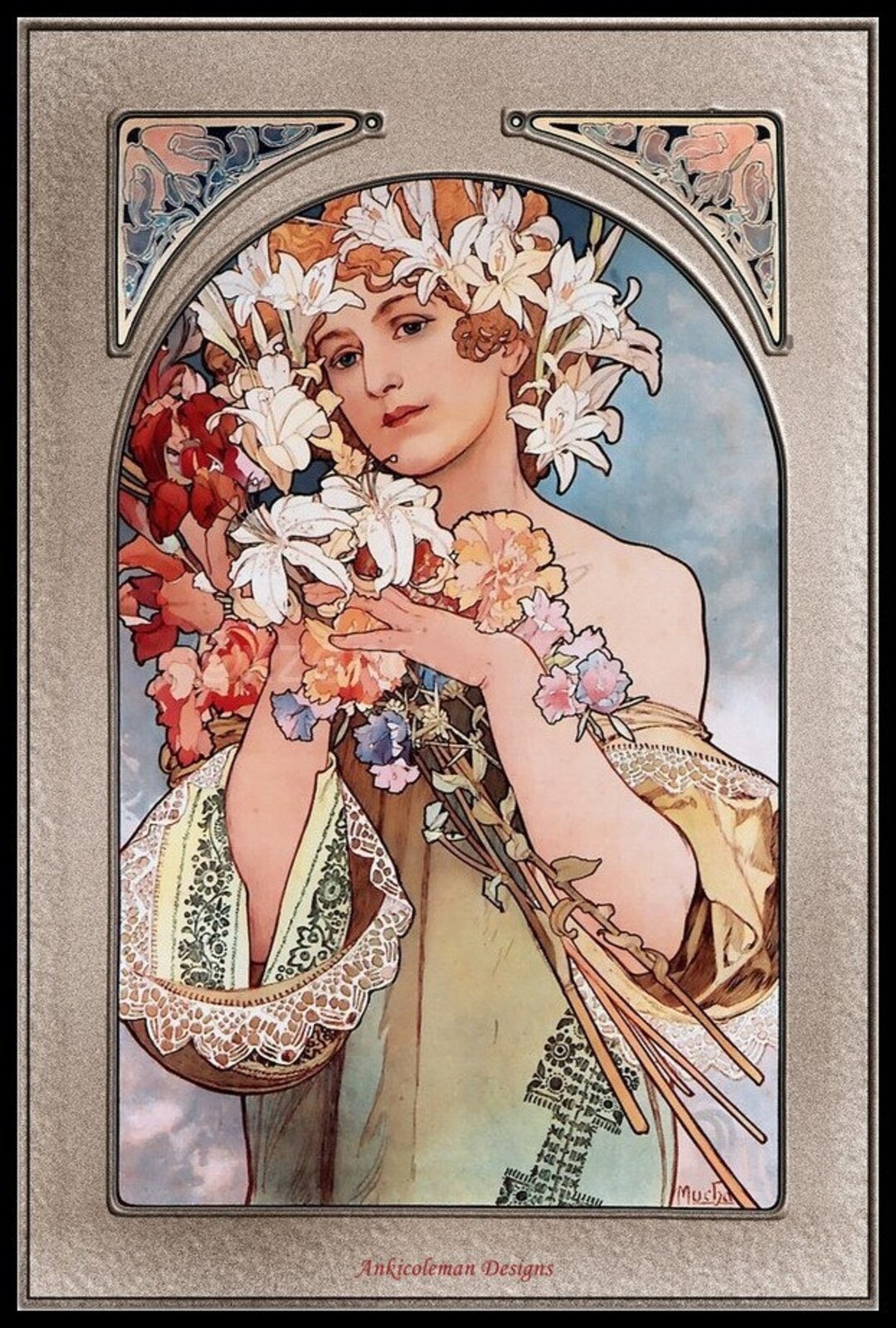 Flower – Alphonse Mucha - Counted Cross Stitch Patterns - Printable ...