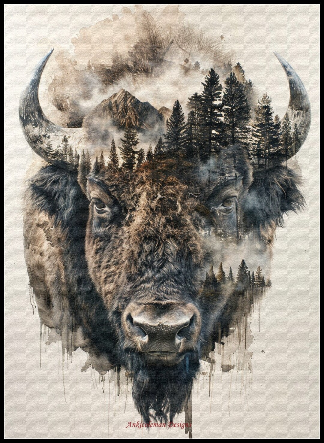 Abstract Buffalo - Counted Cross Stitch Patterns - Printable Chart PDF ...