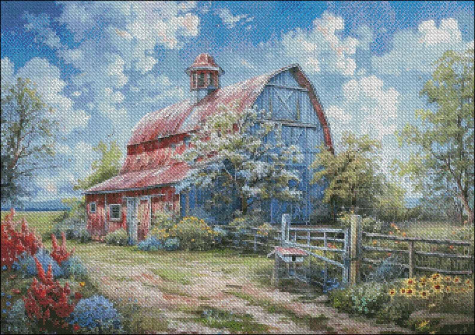 Skylight Red Barn - Counted Cross Stitch Patterns - Printable Chart PDF ...