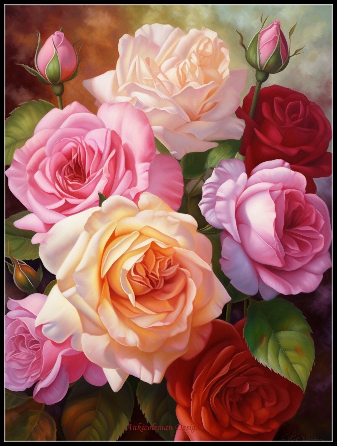 Pink and Red Roses - Counted Cross Stitch Patterns - Printable Chart ...
