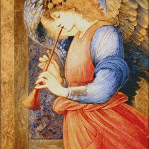 An Angel Playing a Flageolet - Counted Cross Stitch Patterns ...