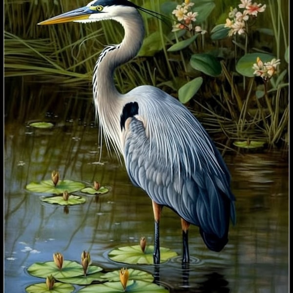 Great Blue Heron Cross Stitch - Etsy