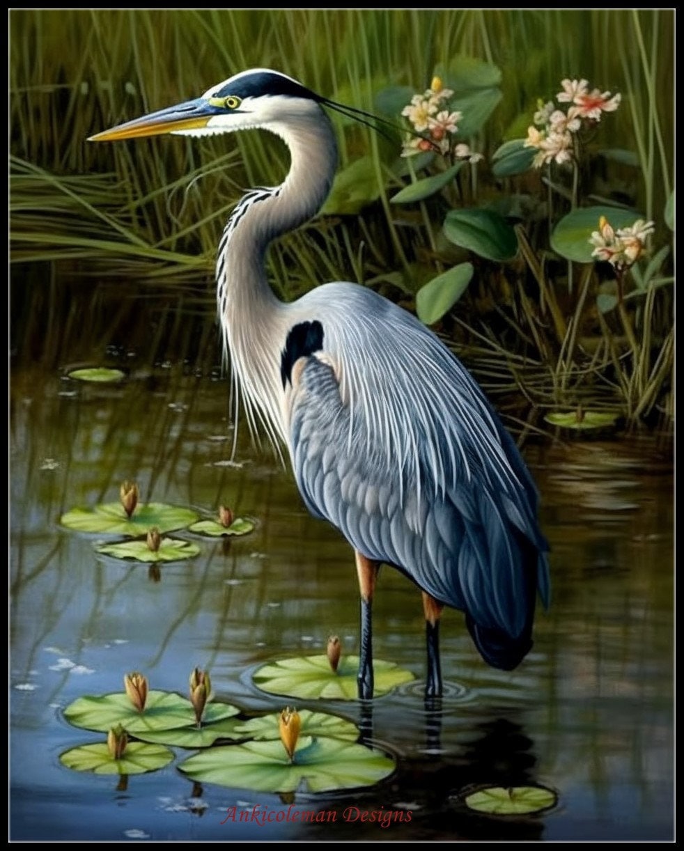Great Blue Heron 4 Counted Cross Stitch Patterns Printable Chart PDF ...