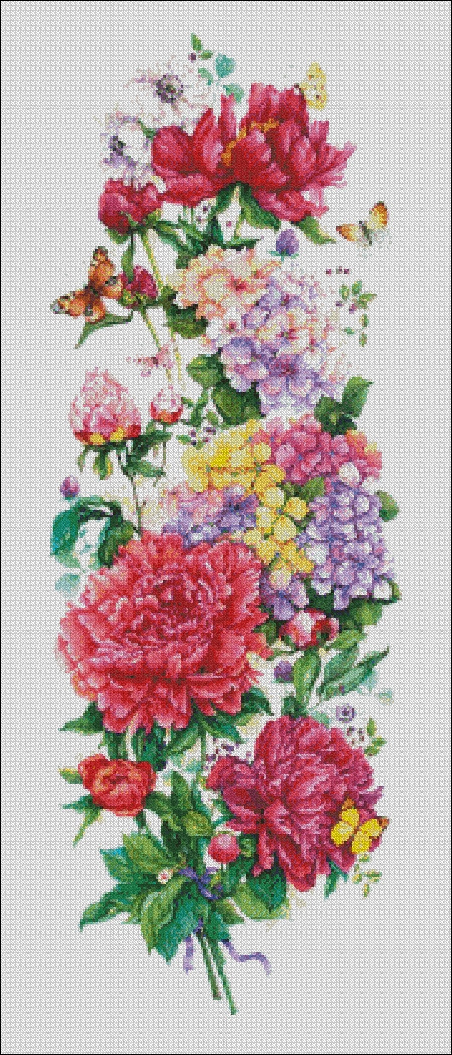 Flowers Vertical Banner 17 Counted Cross Stitch Patterns Printable ...