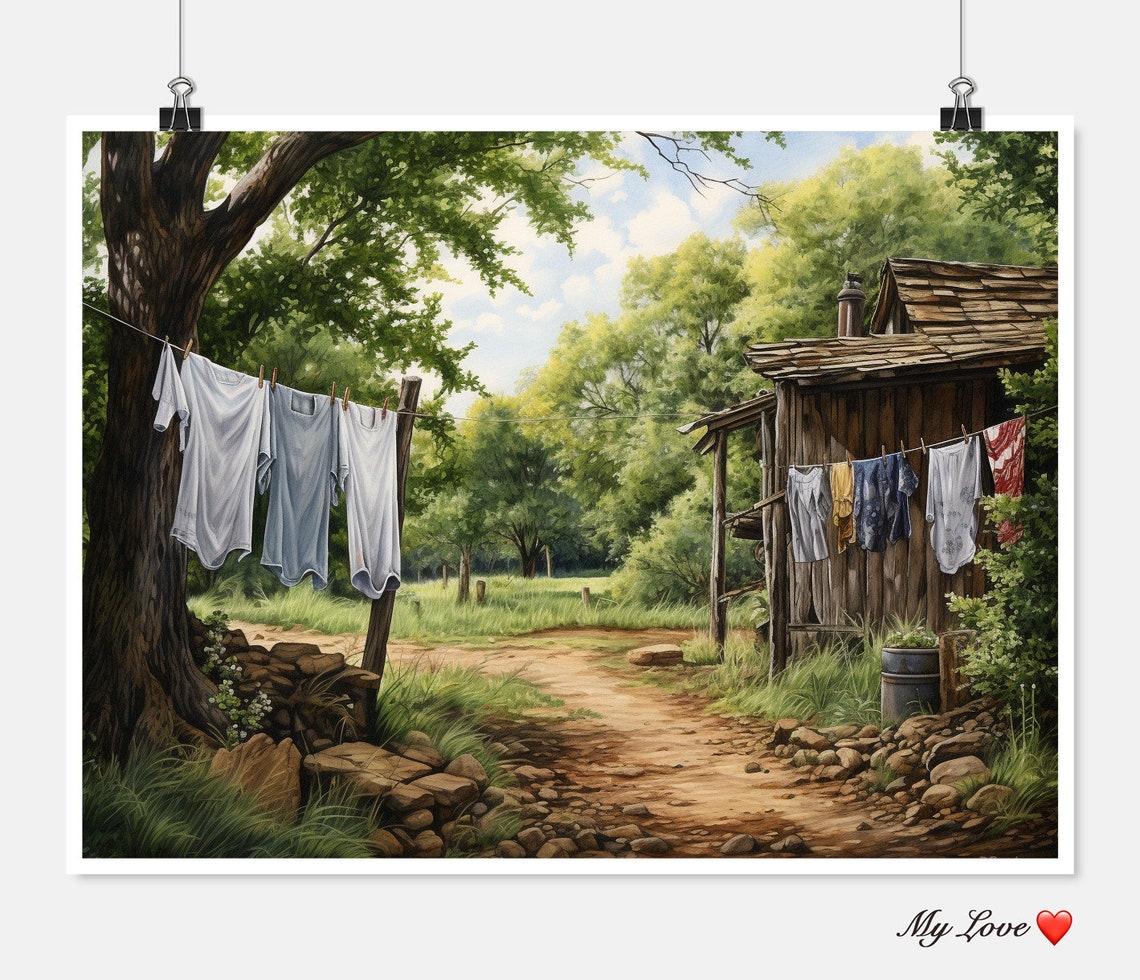 A Clothesline Counted Cross Stitch Patterns Printable Chart PDF Format ...