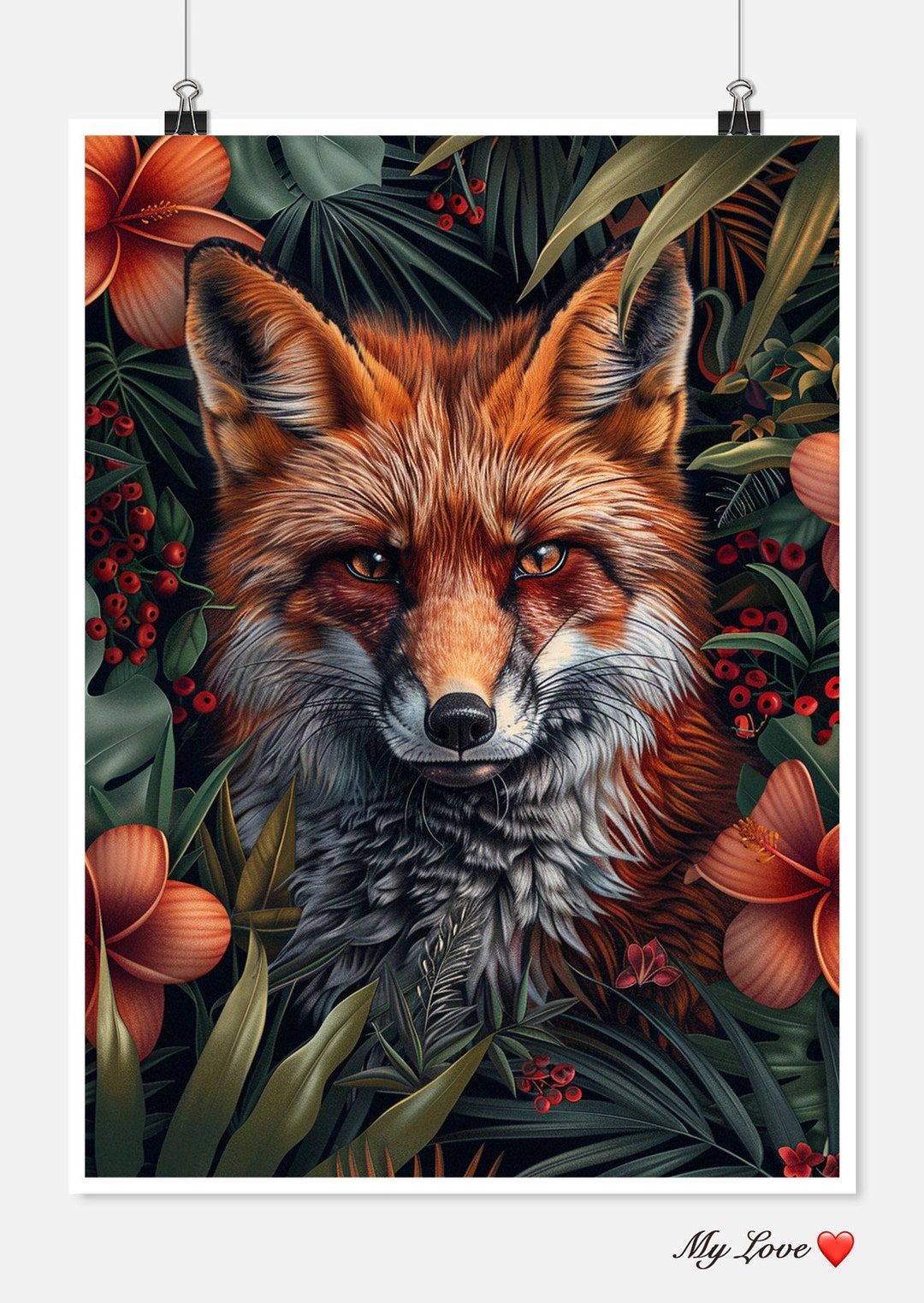 Red Fox Face Flowers - Counted Cross Stitch Patterns - Printable Chart ...