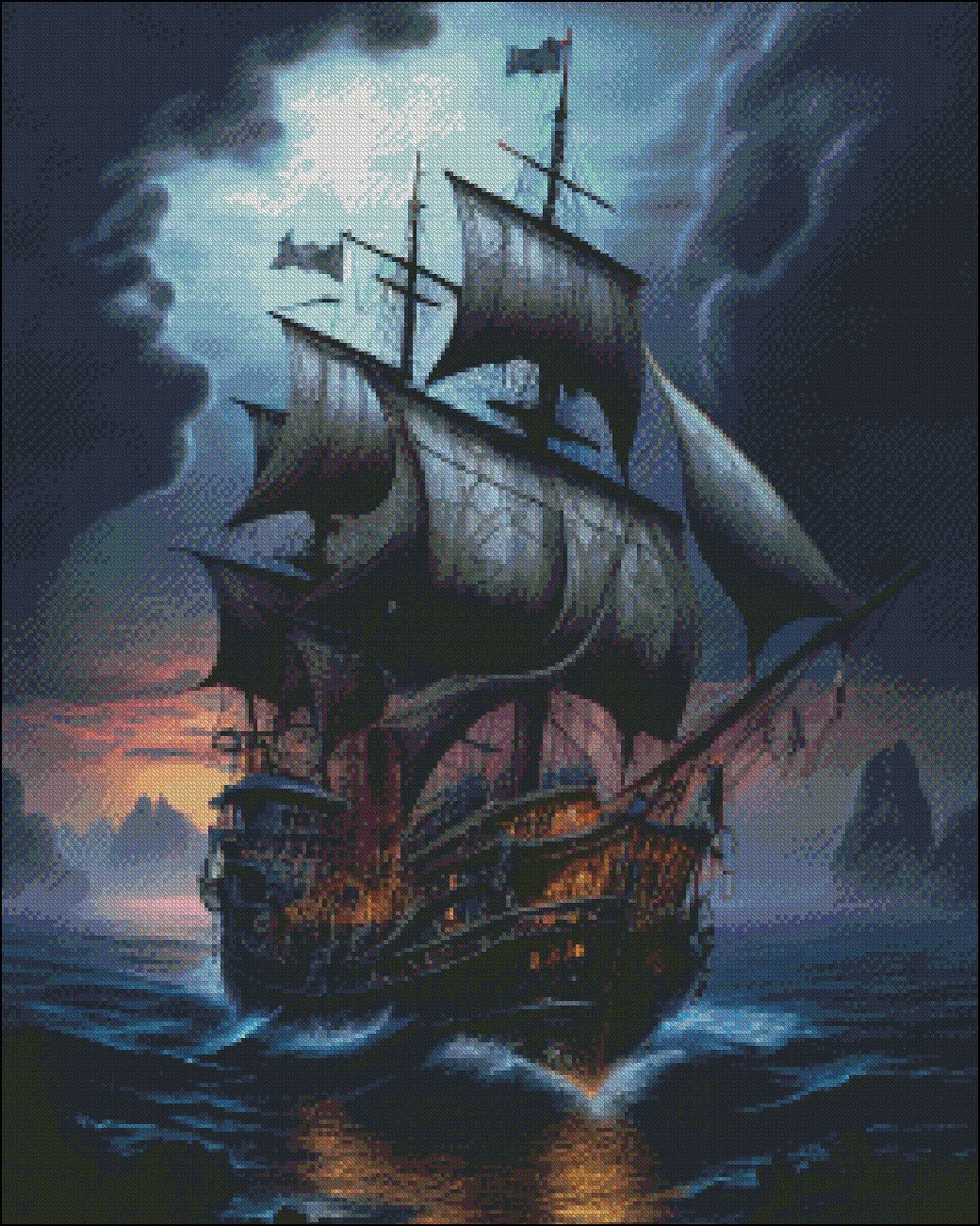Pirate Battle Ship Counted Cross Stitch Patterns Printable Chart PDF ...