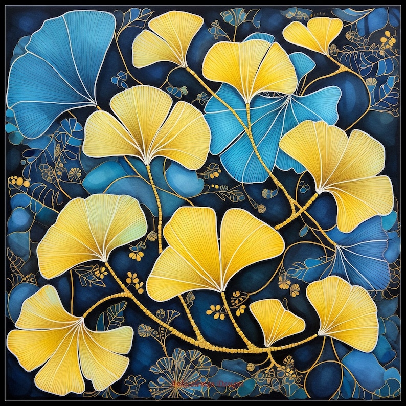 Ginkgo Leaves 1 - Counted Cross Stitch Patterns - Printable Chart PDF ...