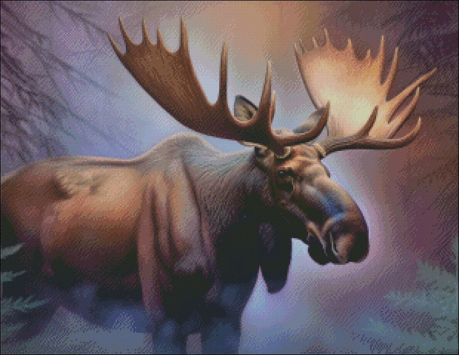 Moose in Mist 2 - Counted Cross Stitch Patterns - Printable Chart PDF ...