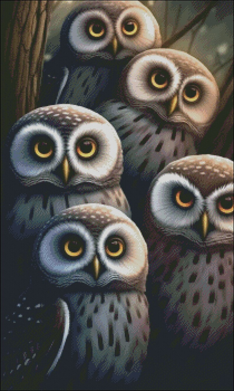 Cute Owls Counted Cross Stitch Patterns Printable Chart PDF Format ...