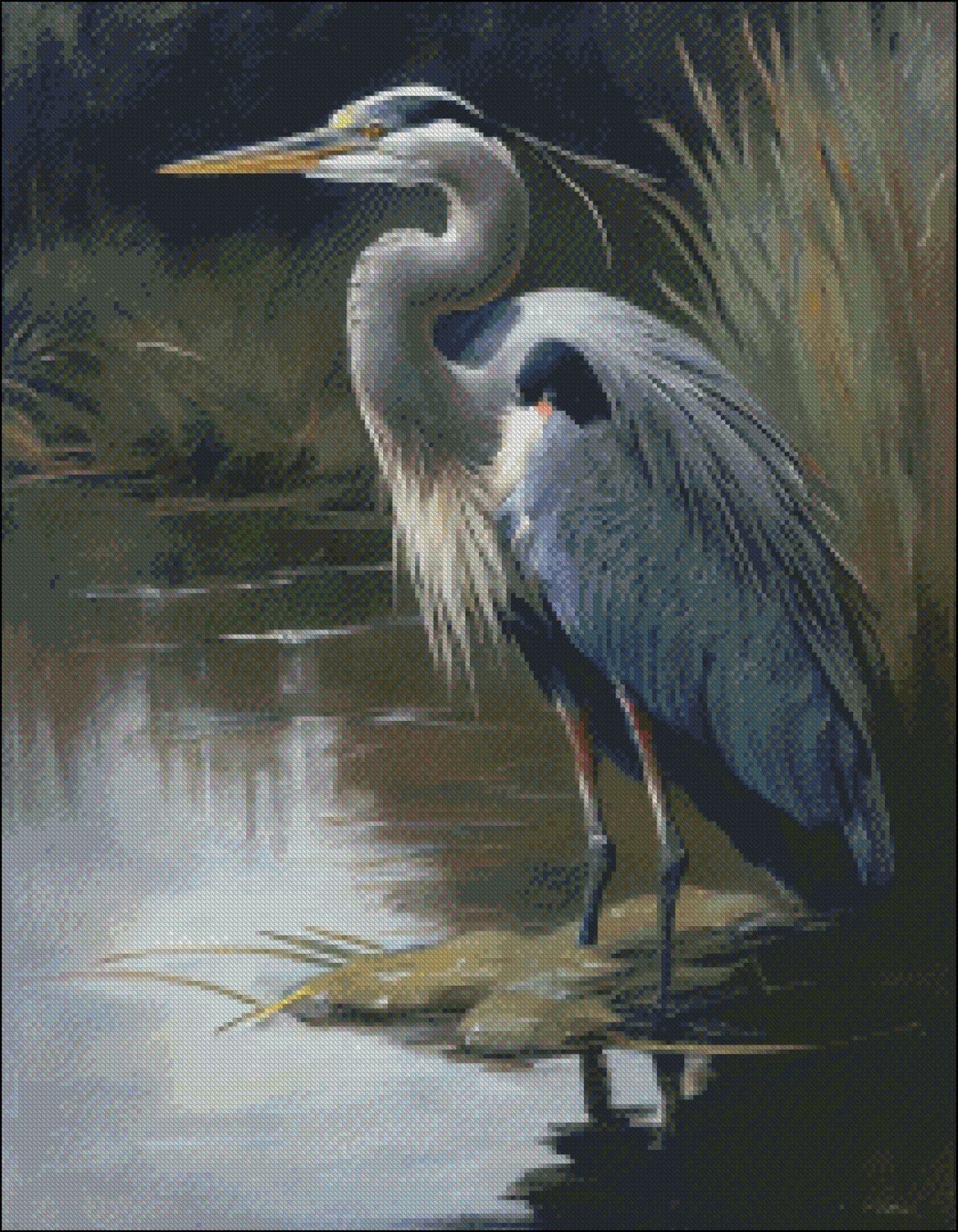 Great Blue Heron by the Water 3 Counted Cross Stitch Patterns Printable ...