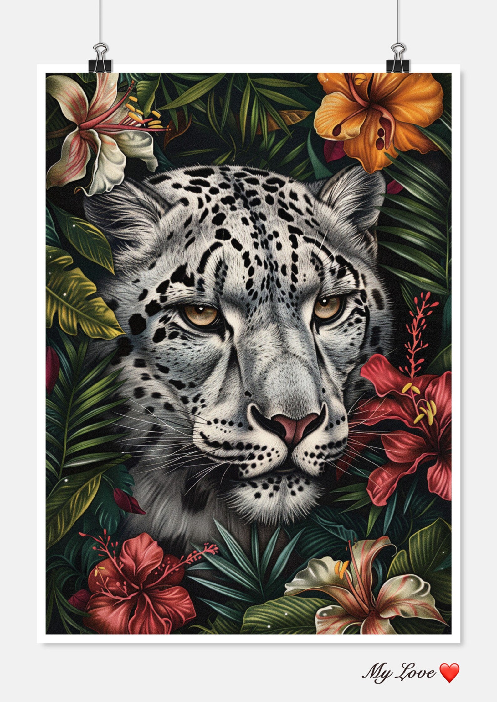 Snow Leopards Face Flowers - Counted Cross Stitch Patterns - Printable ...