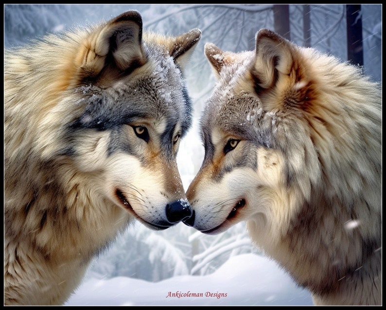 Wolves Kiss 2 Counted Cross Stitch Patterns Printable Chart PDF Format ...