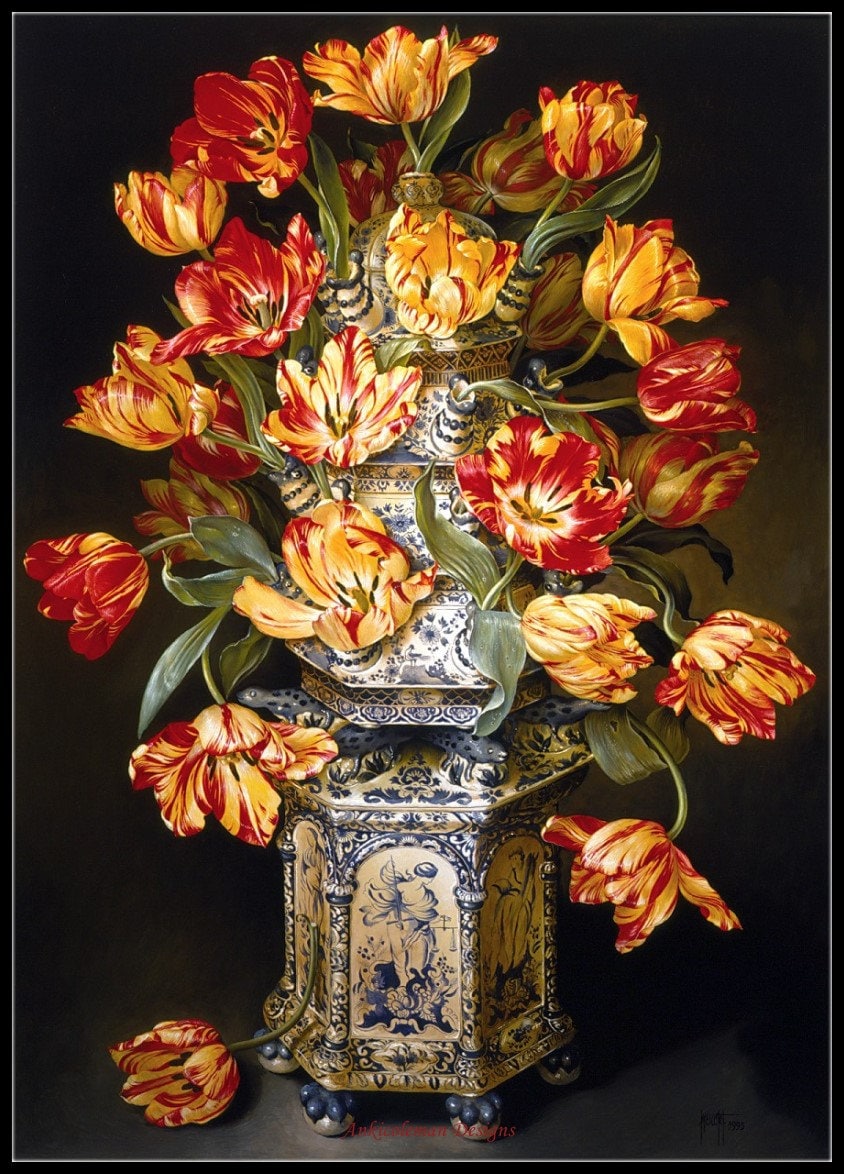 Dutch Tulip Vase 2 - Counted Cross Stitch Patterns - Printable Chart ...