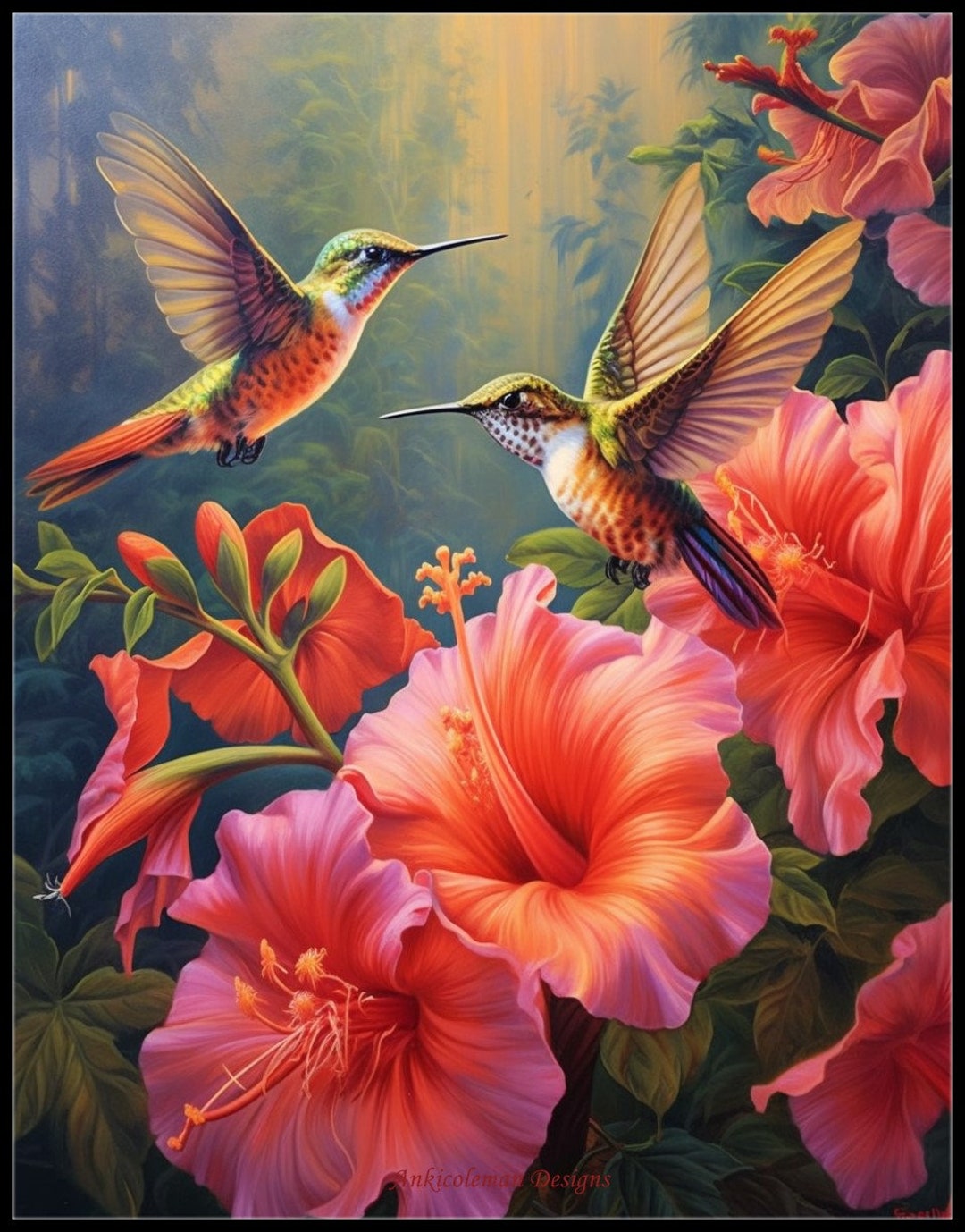Hummingbirds and Hibiscus - Counted Cross Stitch Patterns - Printable ...