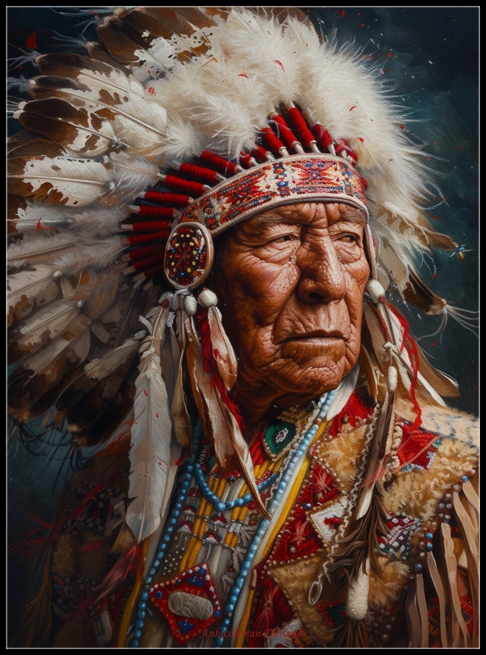 American Native Chief - Counted Cross Stitch Patterns - Printable Chart ...
