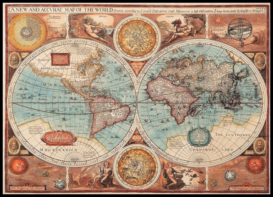 Old World Map 2 - Counted Cross Stitch Patterns - Printable Chart PDF ...
