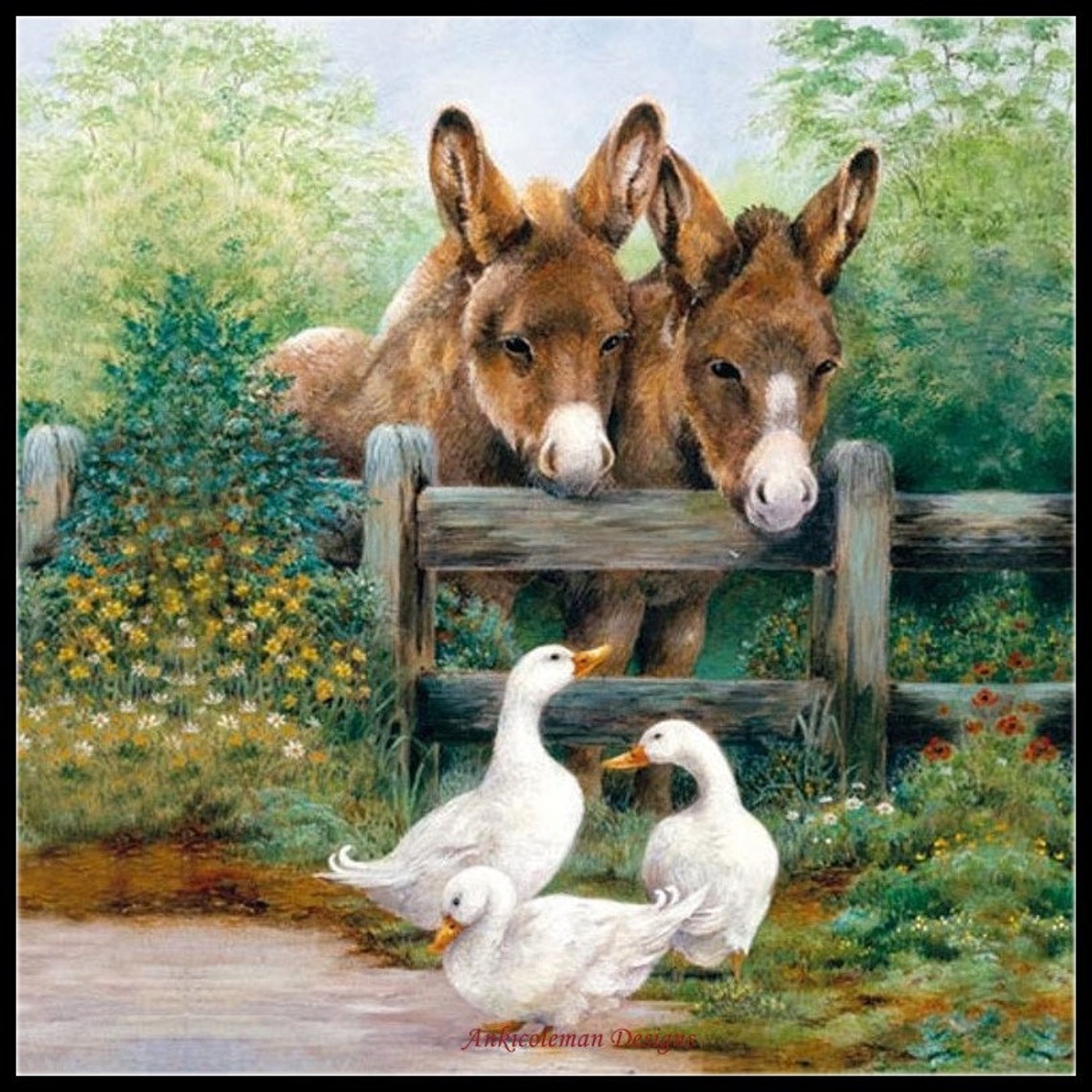 Three Ducks and Two Donkeys Counted Cross Stitch Patterns Printable ...