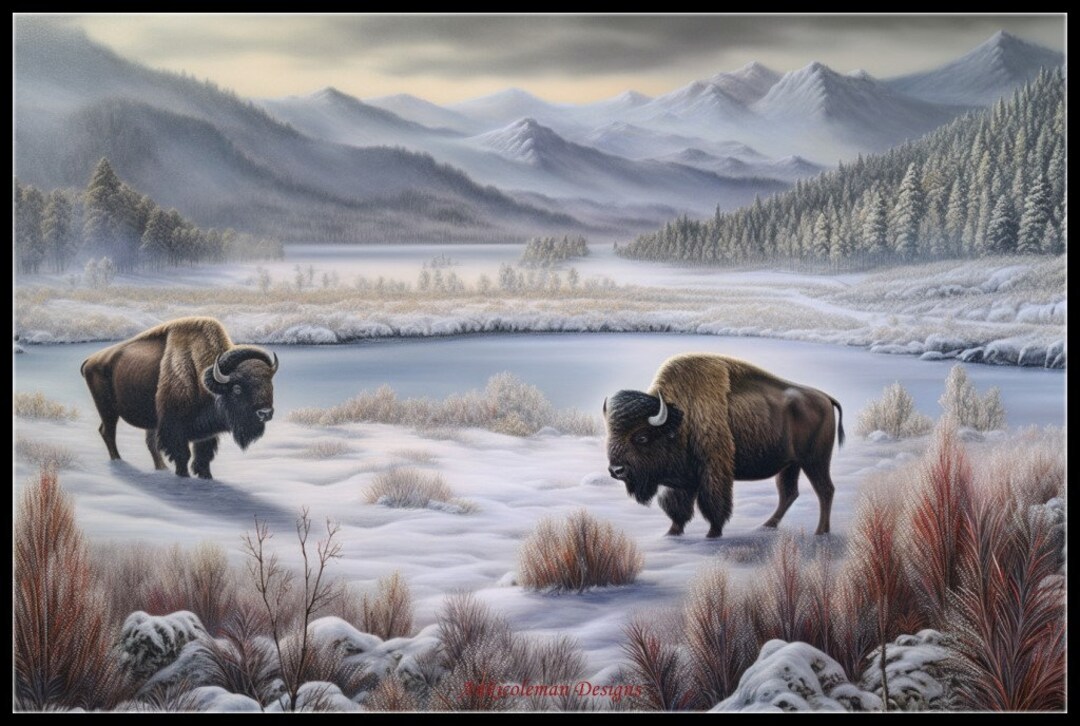 Bison at Basin - Counted Cross Stitch Patterns - Printable Chart PDF ...