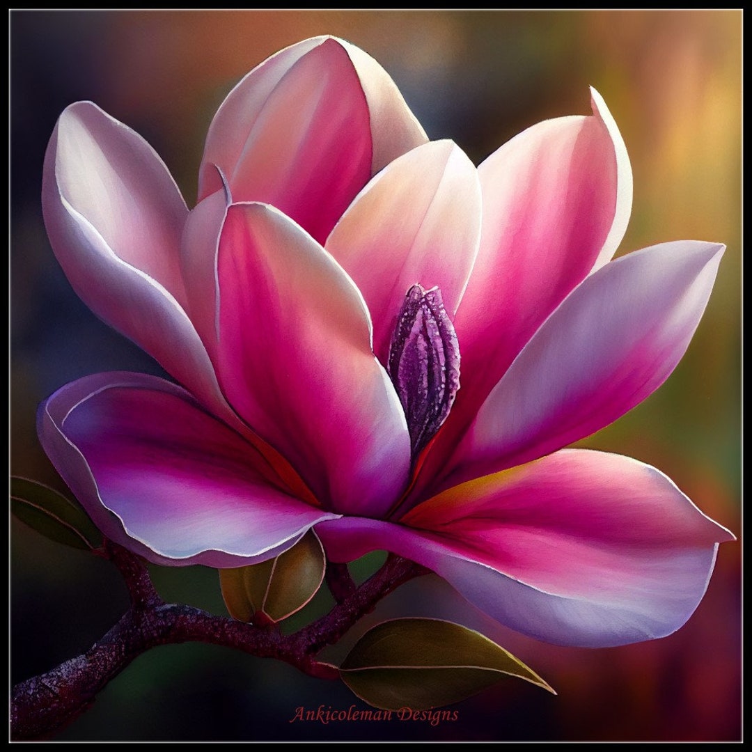Pink Magnolia Counted Cross Stitch Patterns Printable Chart PDF Format ...