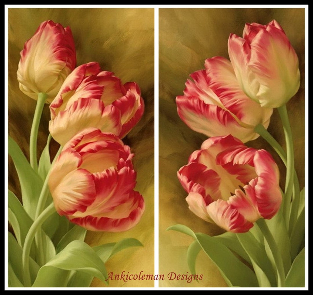 Double Tulips - Counted Cross Stitch Patterns - Printable Chart PDF ...