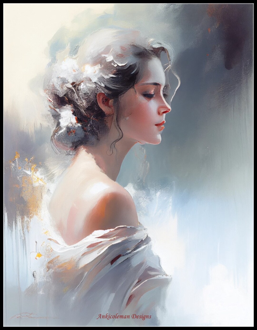 Lady Profile Portrait - Counted Cross Stitch Patterns - Printable Chart ...