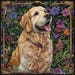 Golden Retriever With Flowers - Counted Cross Stitch Patterns ...