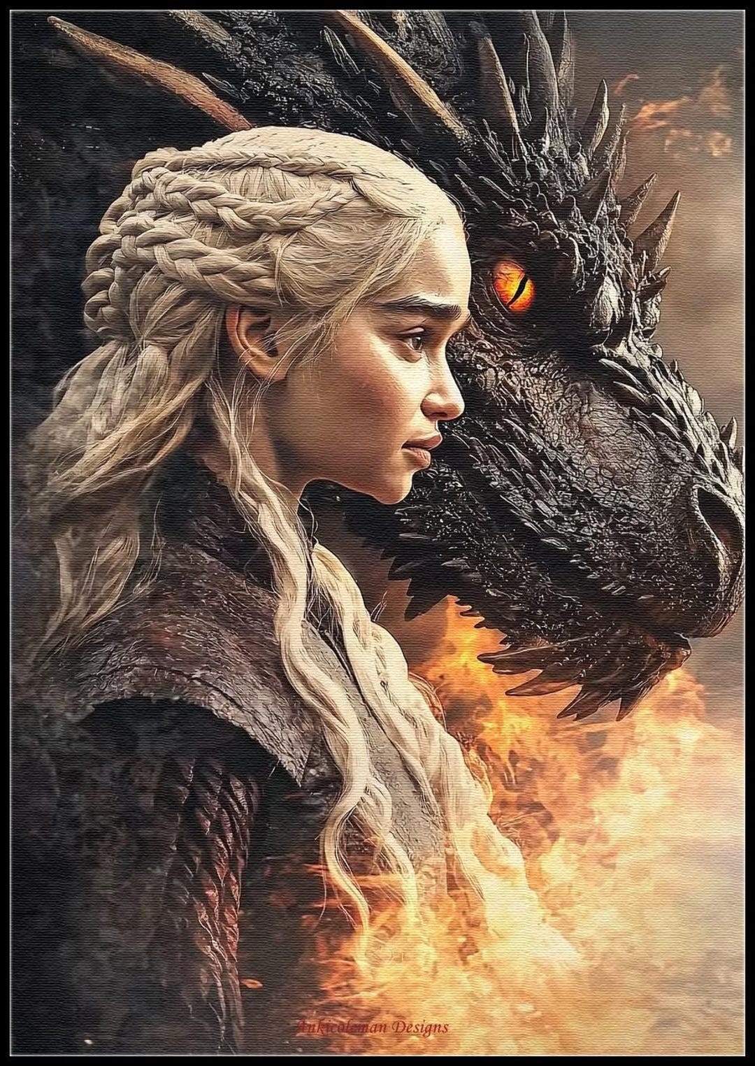 Daenerys Targaryen With Her Dragon - Counted Cross Stitch Patterns ...