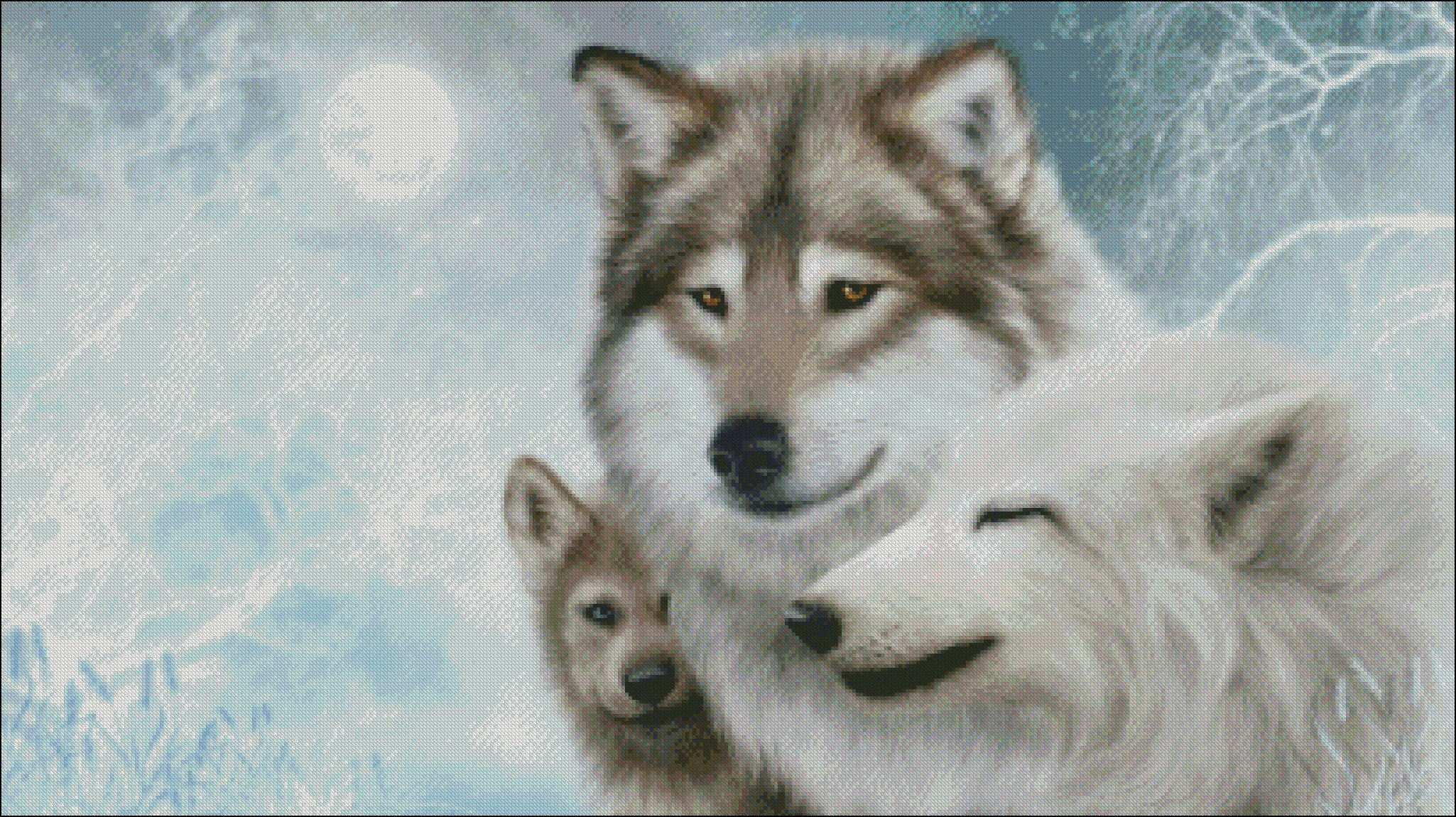 Winter Wolf Family Counted Cross Stitch Patterns Printable - Etsy