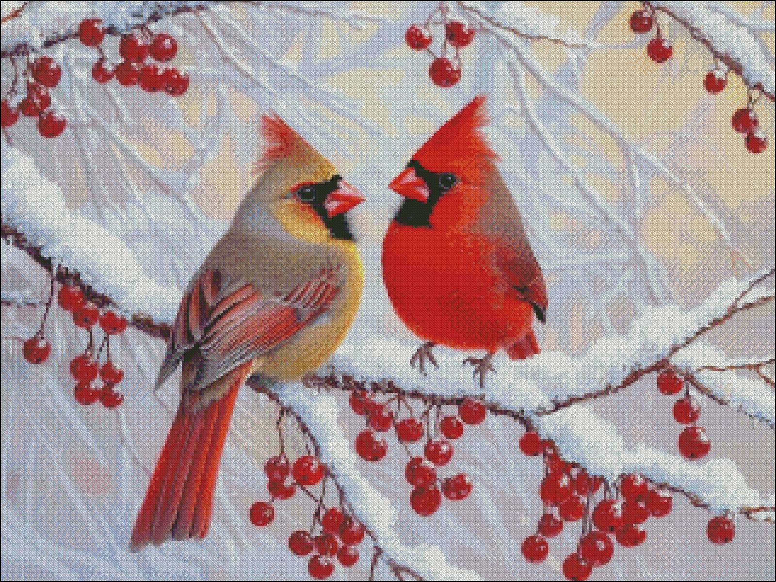 Winter Joy – Cardinals - Counted Cross Stitch Patterns - Printable ...
