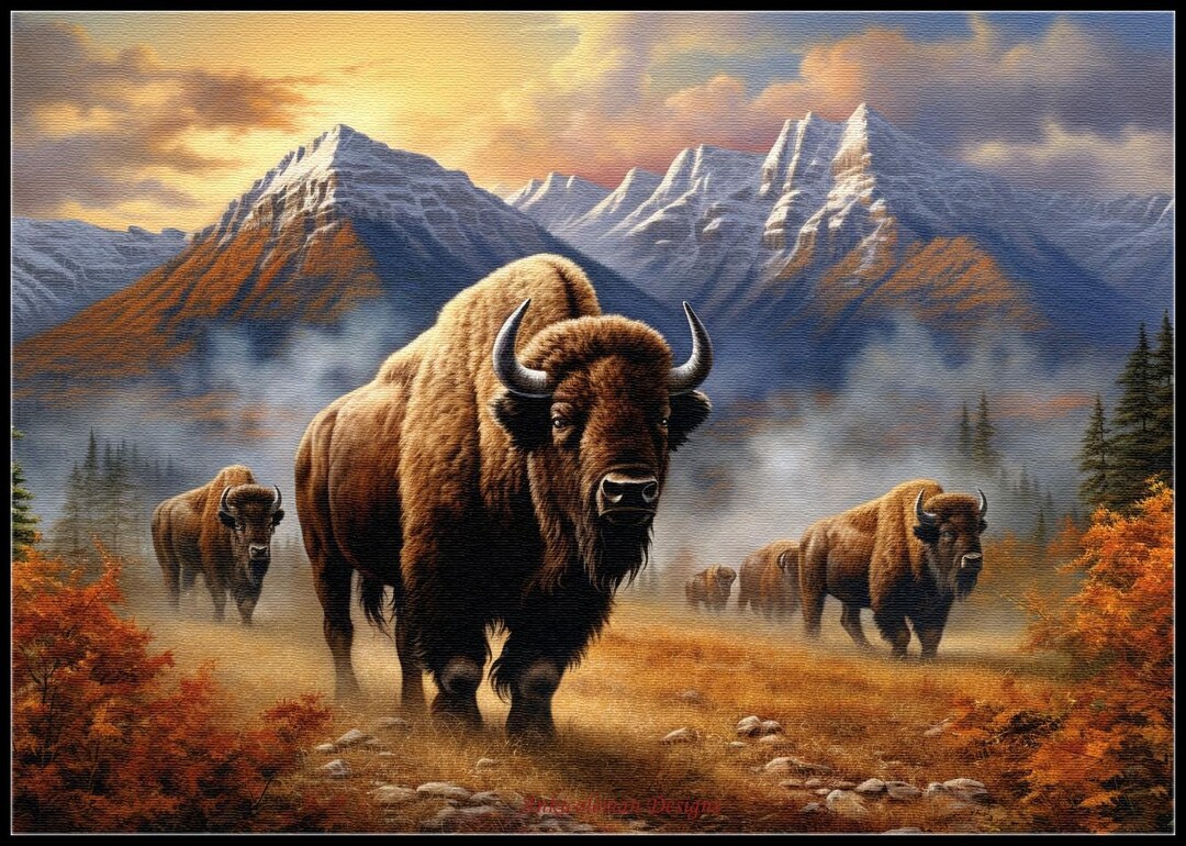 Colorado Bison Herd - Counted Cross Stitch Patterns - Printable Chart ...