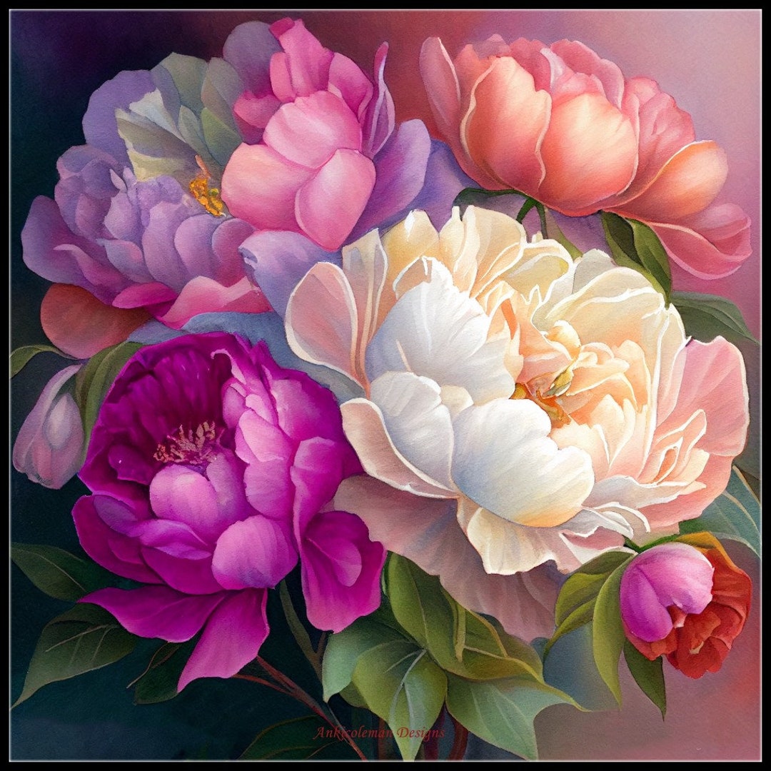 Sweet Peony - Counted Cross Stitch Patterns - Printable Chart PDF ...
