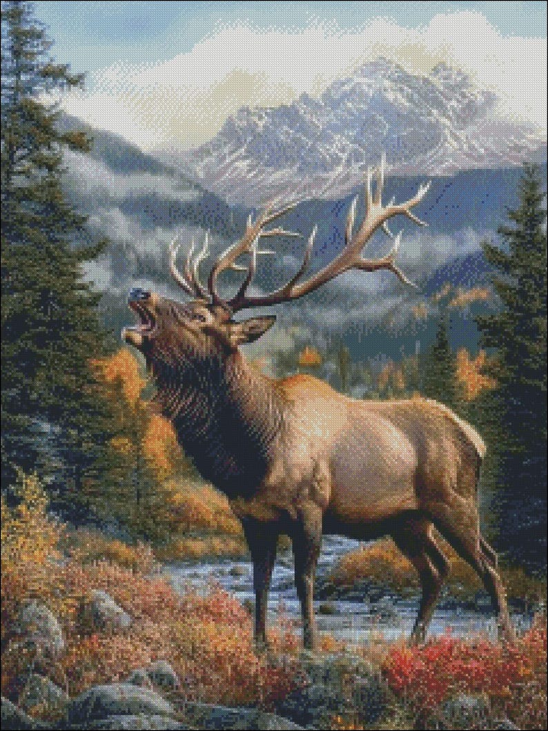 A Majestic Elk 3 - Counted Cross Stitch Patterns - Printable Chart PDF ...