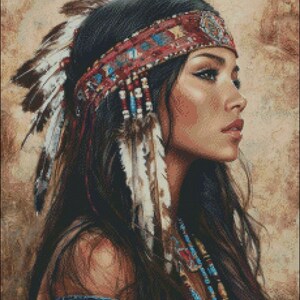 Native American Woman 4 - Counted Cross Stitch Patterns - Printable ...