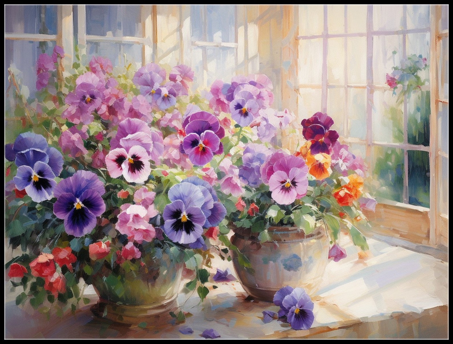 Pansies in Pots Printable Wall Art, House Decor, Fine Art Print, Nature ...