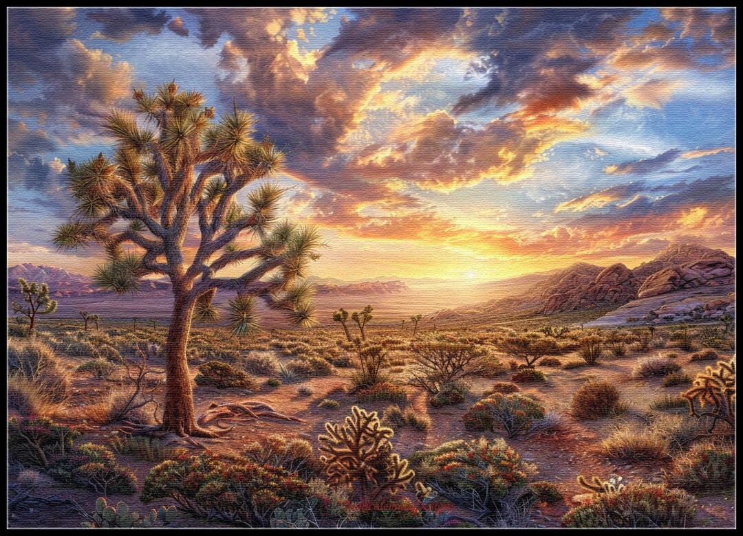 Joshua Tree Sunset 1 - Counted Cross Stitch Patterns - Printable Chart ...