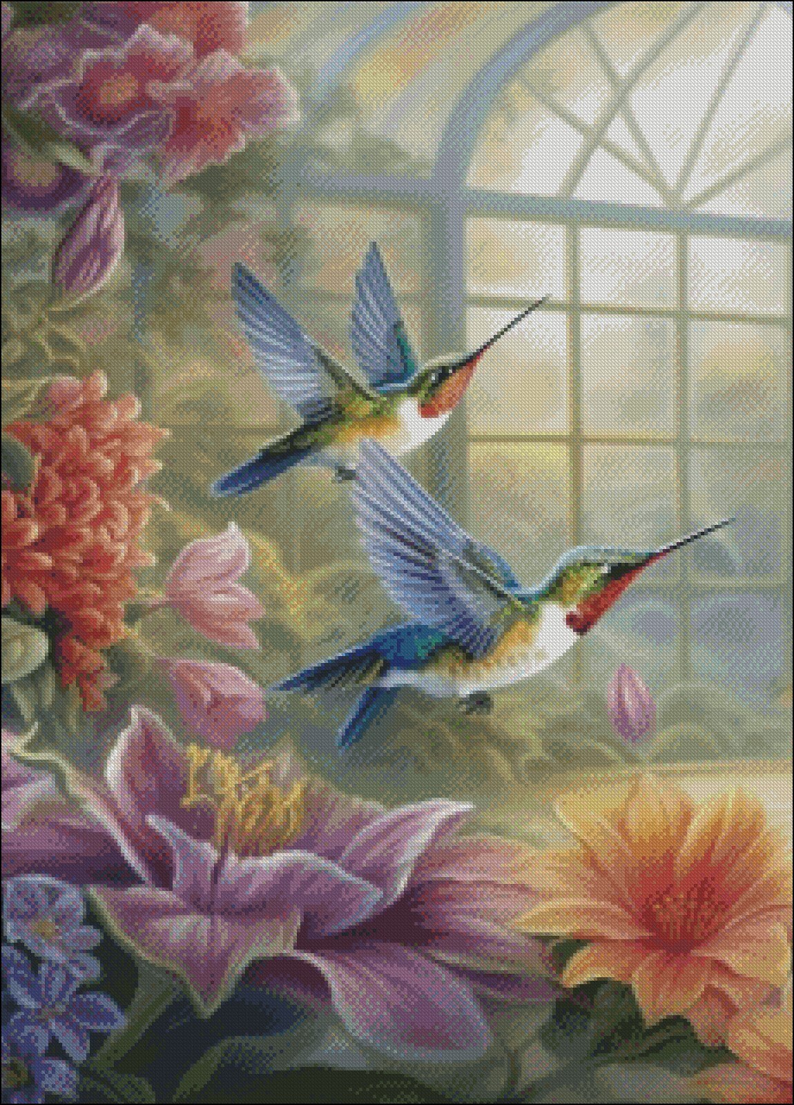 Flying Hummingbirds 1 - Counted Cross Stitch Patterns - Printable Chart ...