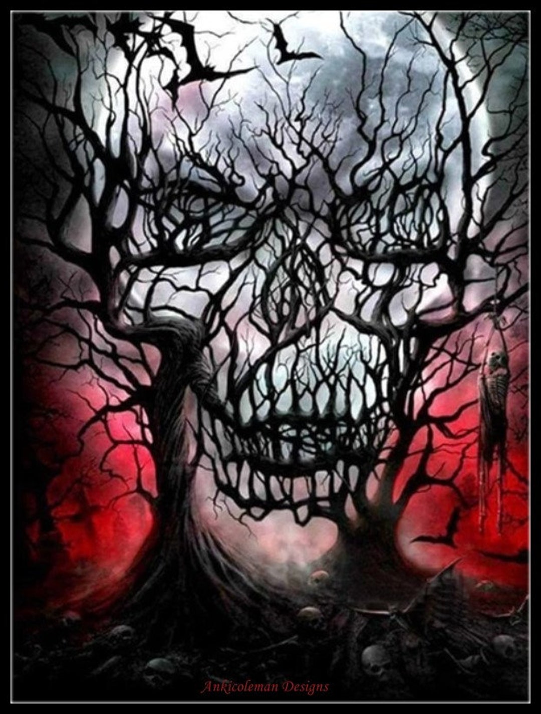 Skeleton Tree - Counted Cross Stitch Patterns - Printable Chart PDF ...