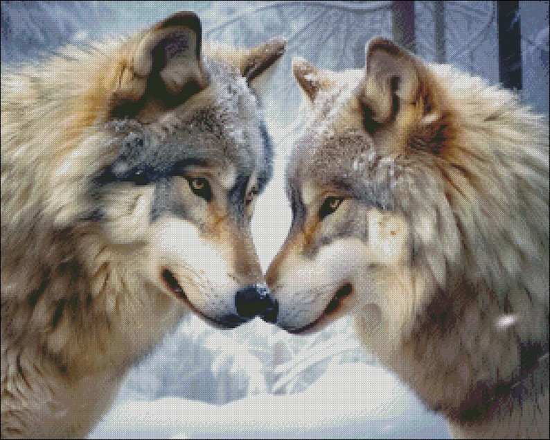 Wolves Kiss 2 Counted Cross Stitch Patterns Printable - Etsy