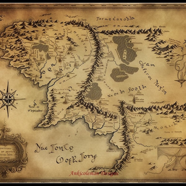 Middle Earth Map - Etsy