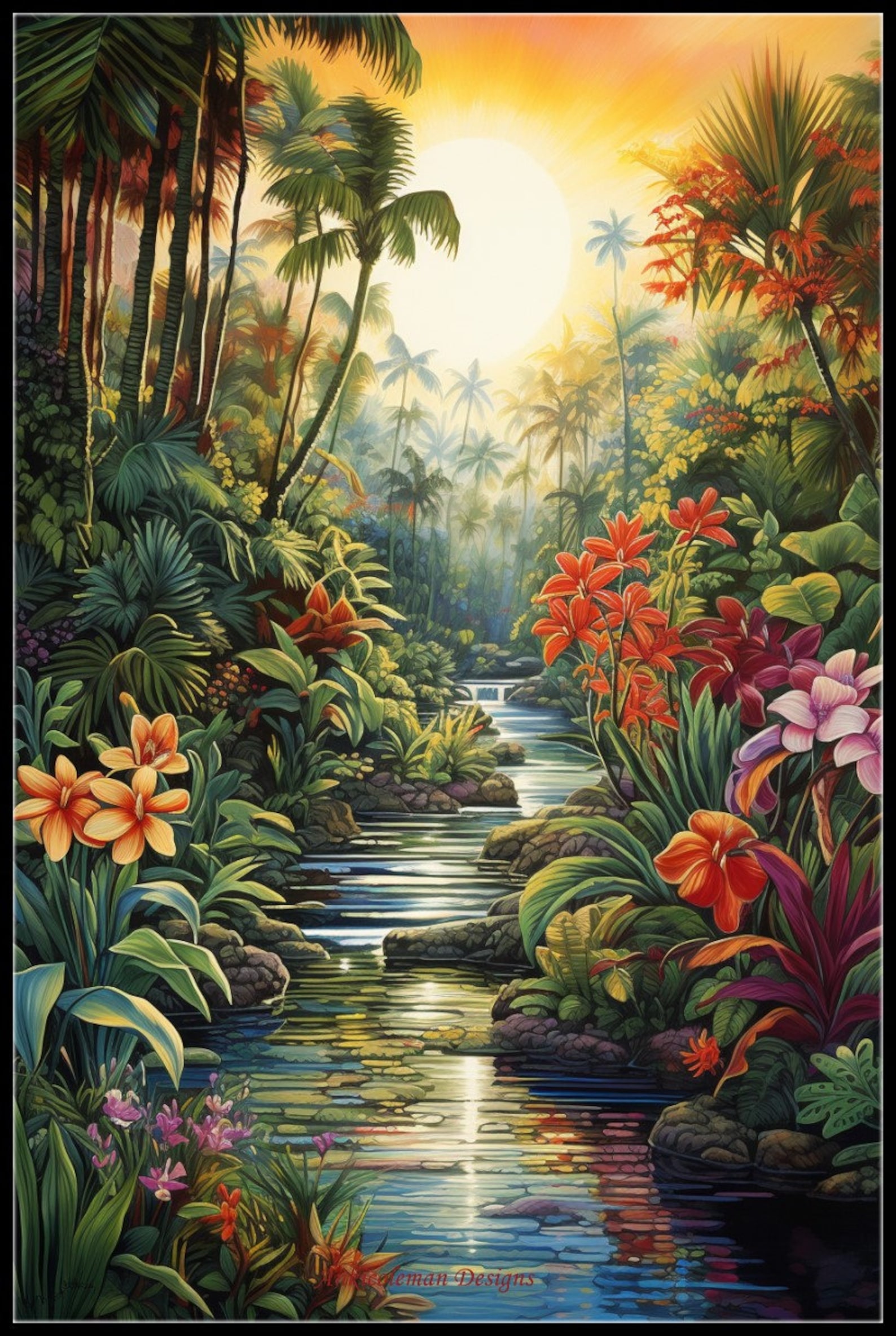 Tropical Oasis 1 - Counted Cross Stitch Patterns - Printable Chart PDF ...