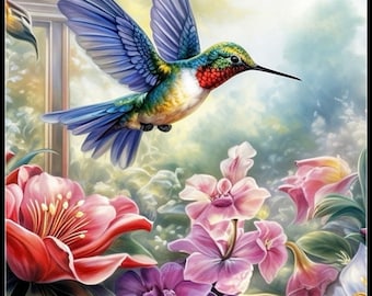 Fluttering Hummingbirds 2 Counted Cross Stitch Patterns Printable Chart ...