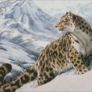Leopard in the Snow - Counted Cross Stitch Patterns - Printable Chart ...