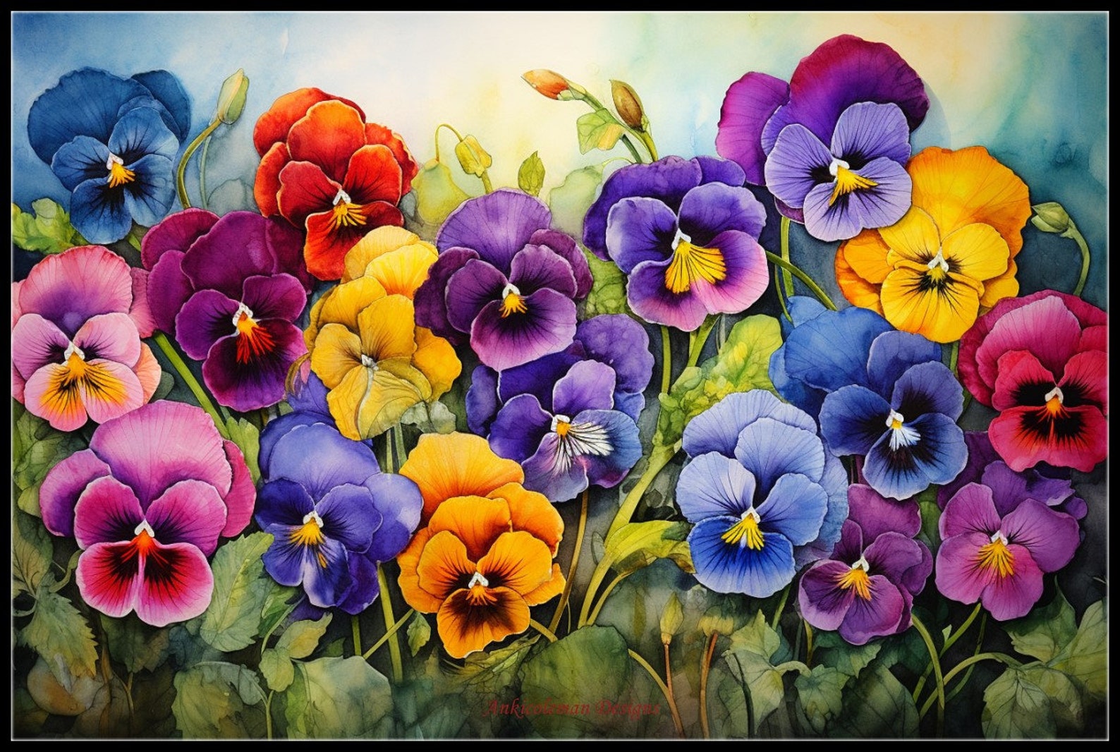 Pansies Posing 1 - Counted Cross Stitch Patterns - Printable Chart PDF ...