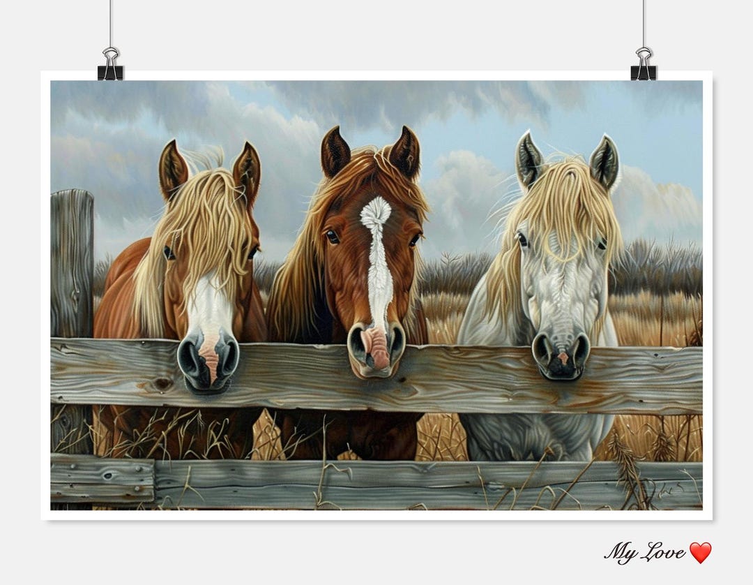 Three Horses in Ranch 2 - Counted Cross Stitch Patterns - Printable ...