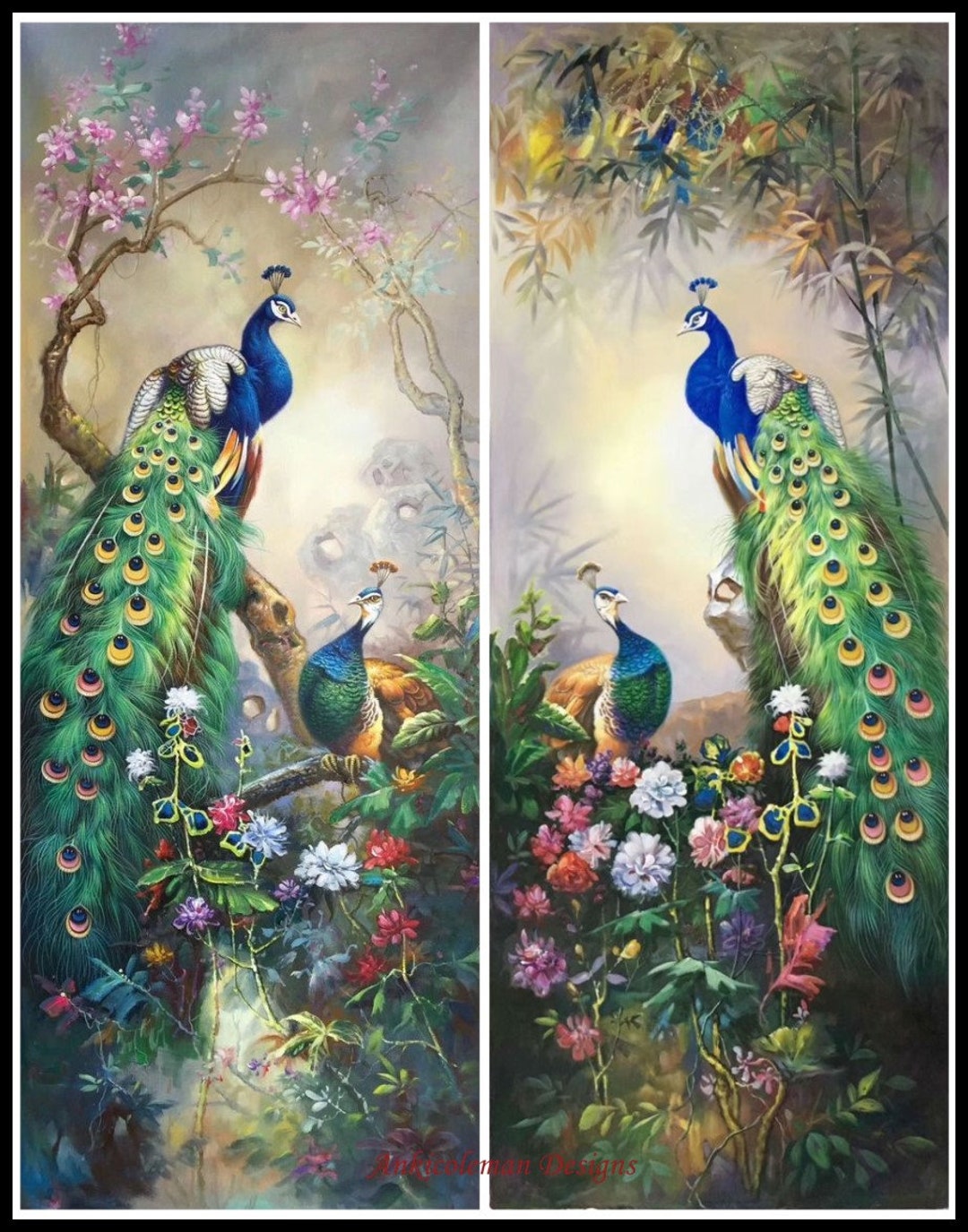 A Pair of Peacocks - Counted Cross Stitch Patterns - Printable Chart ...