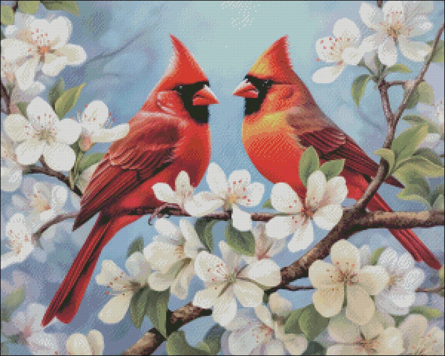 Cardinal Pair & Dogwoods - Counted Cross Stitch Patterns - Printable ...