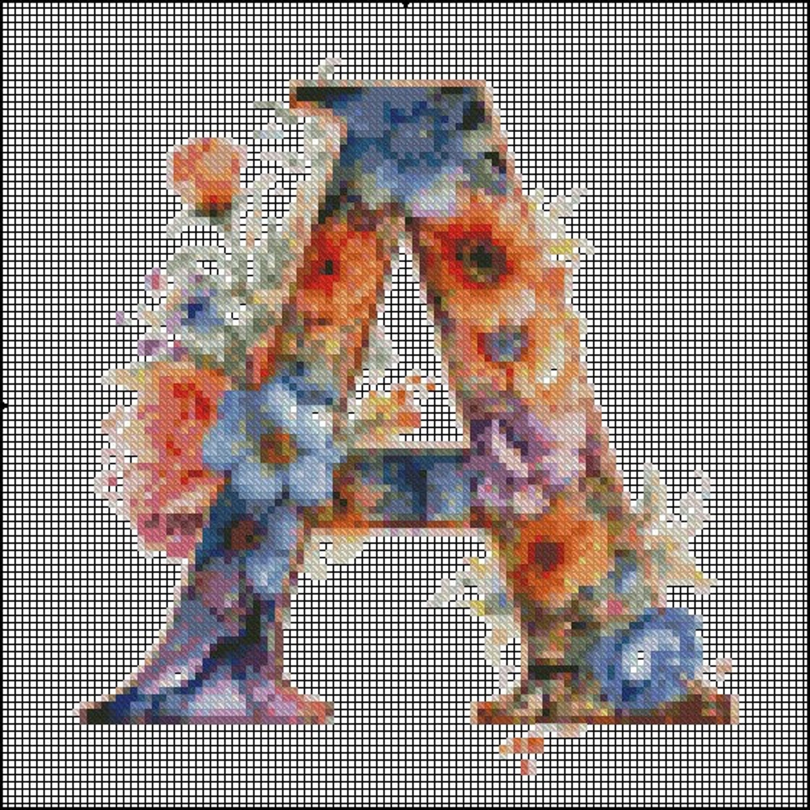 Floral Watercolor Alphabet Letter A Counted Cross Stitch Patterns ...