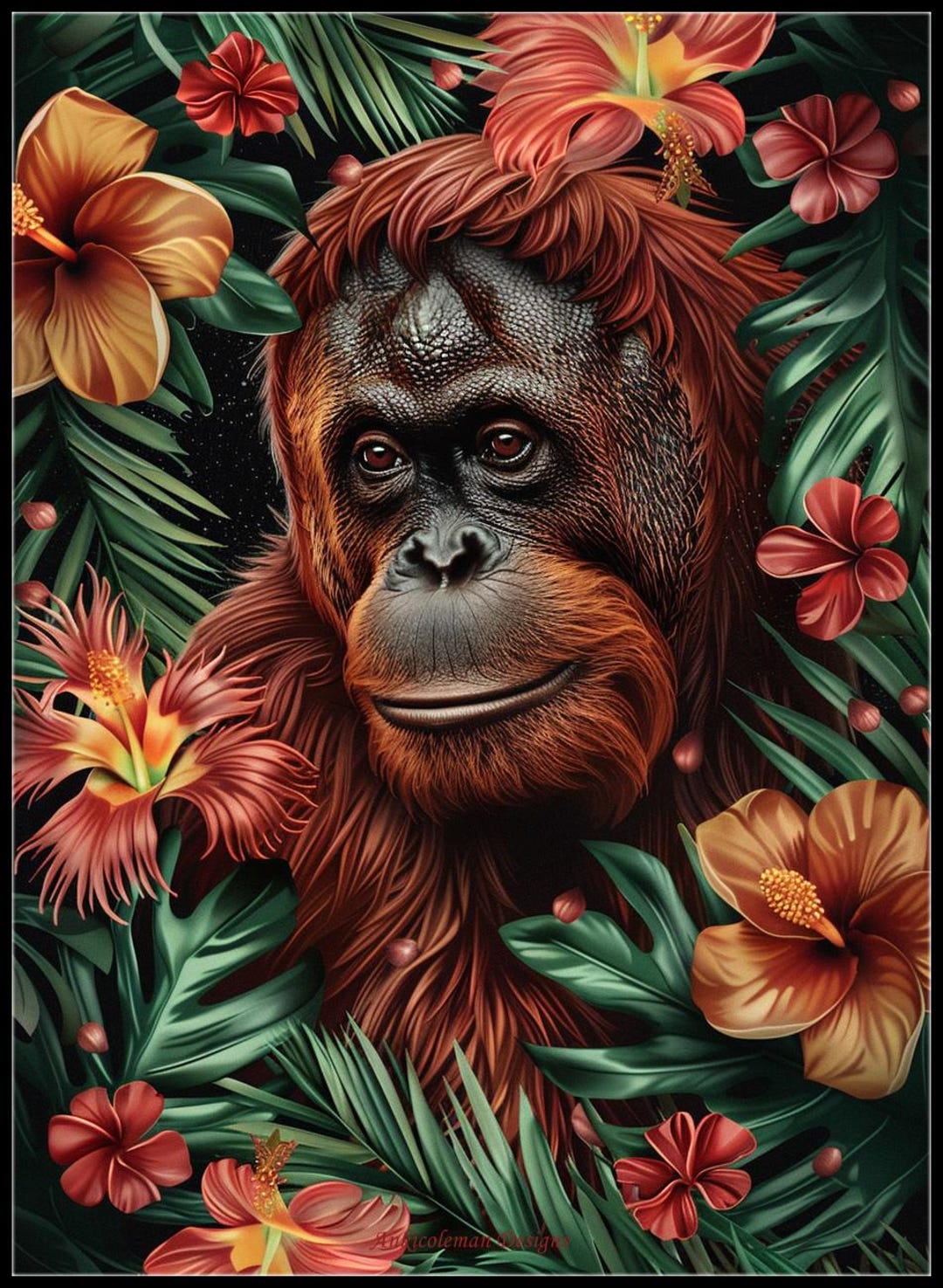 Orangutan Face Flowers - Counted Cross Stitch Patterns - Printable ...